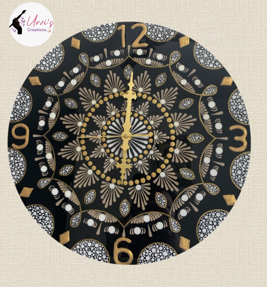 Resin coated Mandala Clock - urviscreations.com