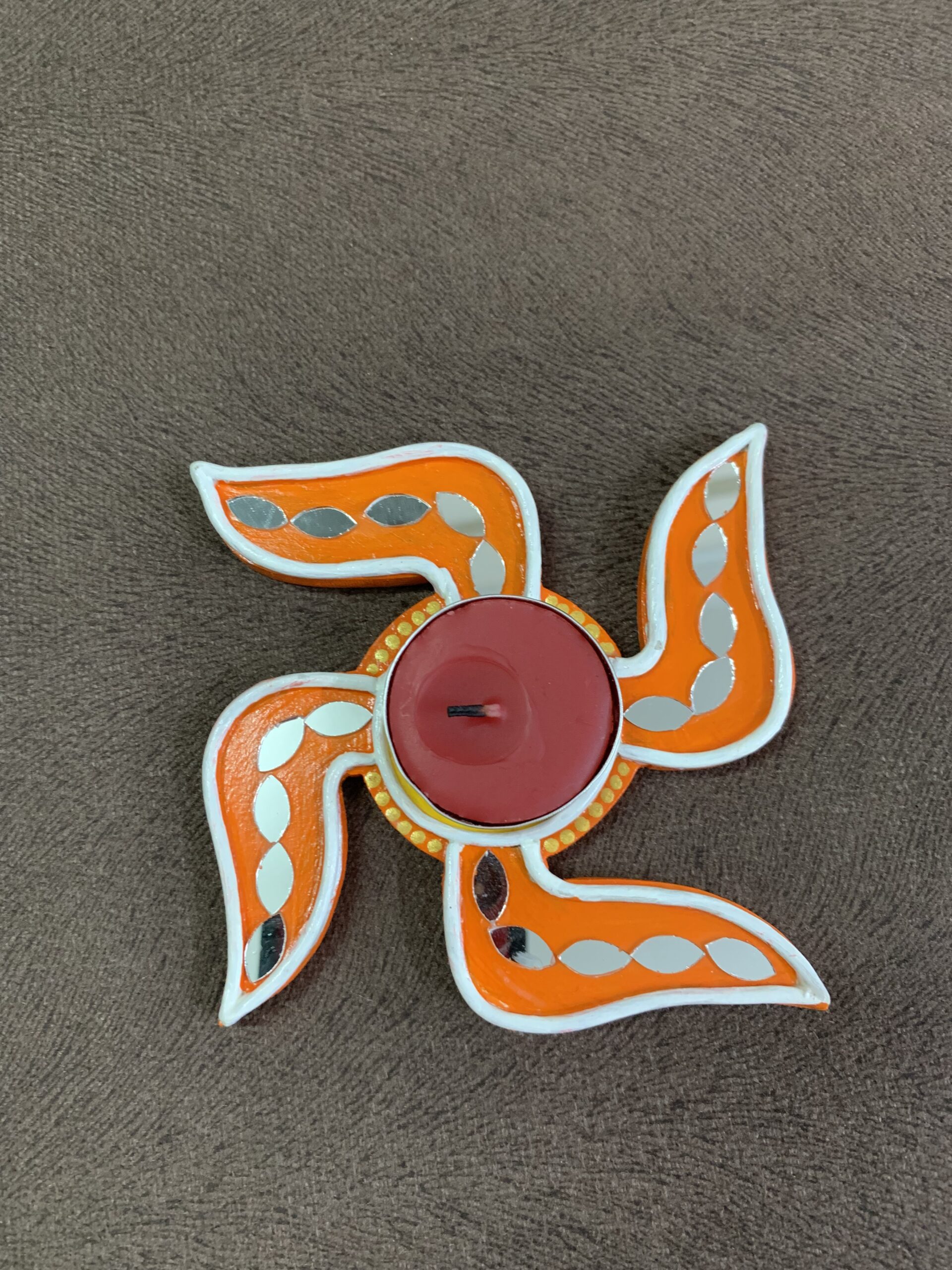 Orange Swastik Tea Light Holder – urviscreations.com