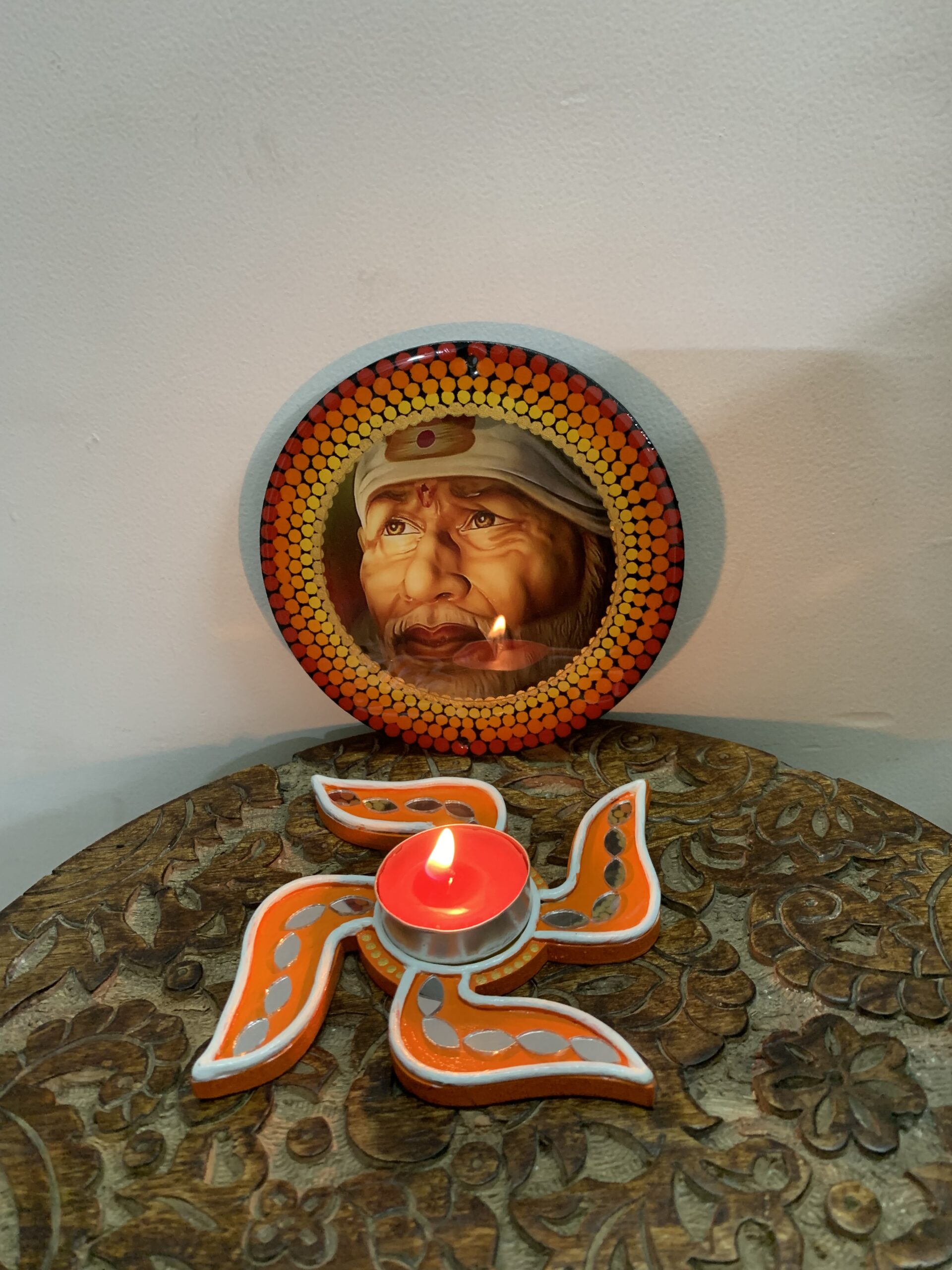 Orange Swastik Tea Light Holder – urviscreations.com