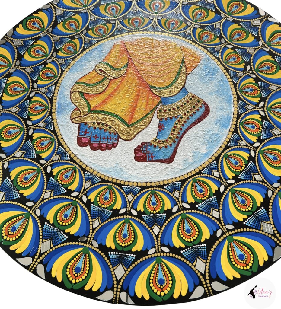 Padma Charan – Krishna’s Lotus Feet in Mandala Art - urviscreations.com